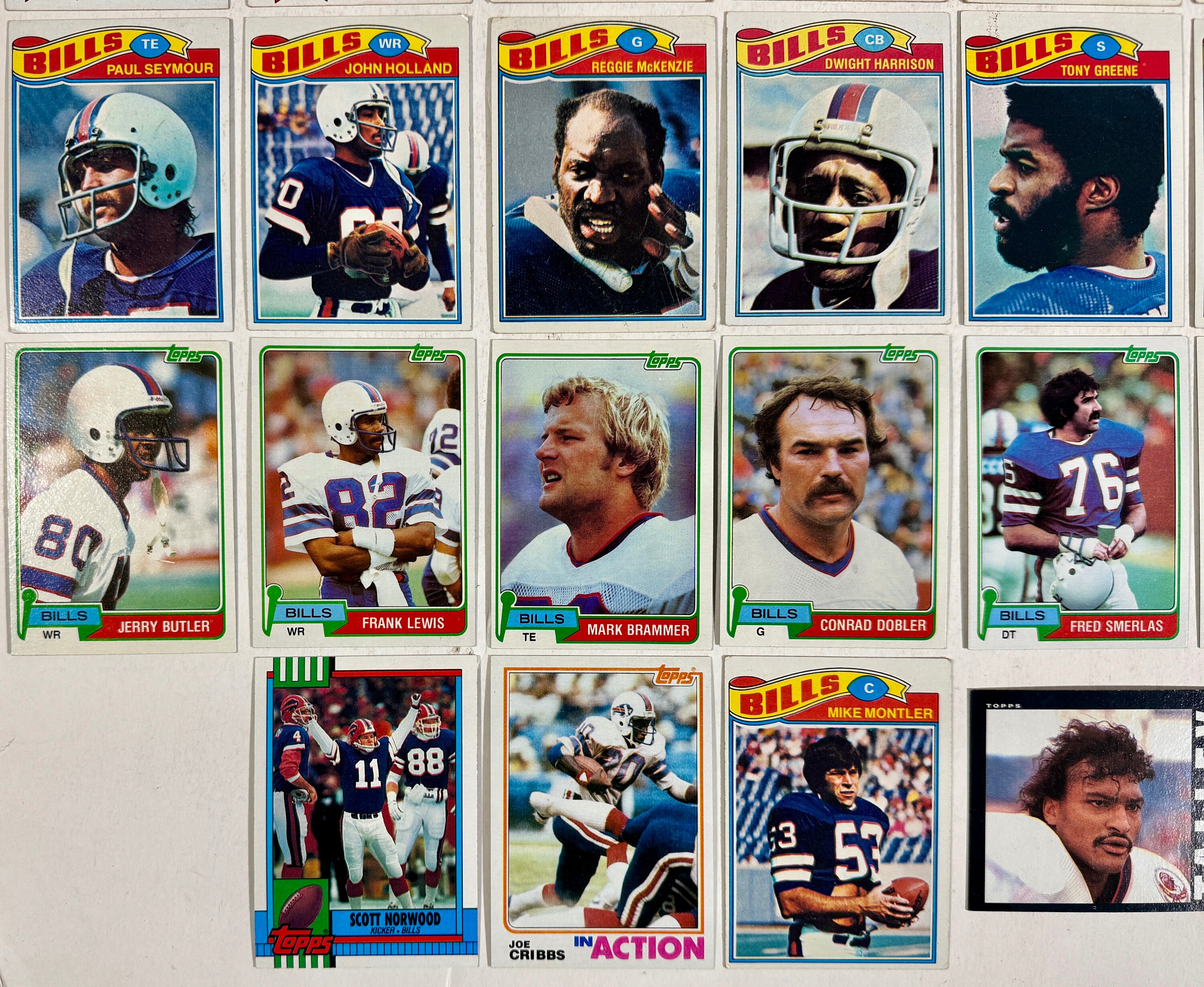 Buffalo Bills 1968 to 1990 Topps Fleer Pro Set Football Trading Cards ...