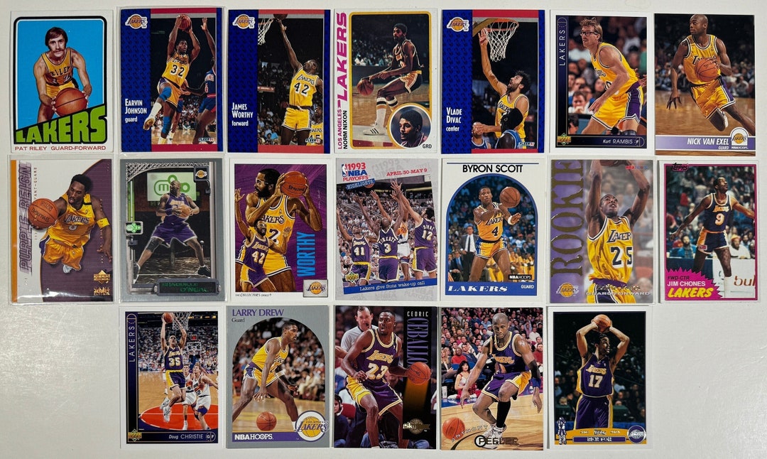 Los Angeles Lakers 1970s - 2000s Basketball Card Lot of 19 Kobe Magic ...