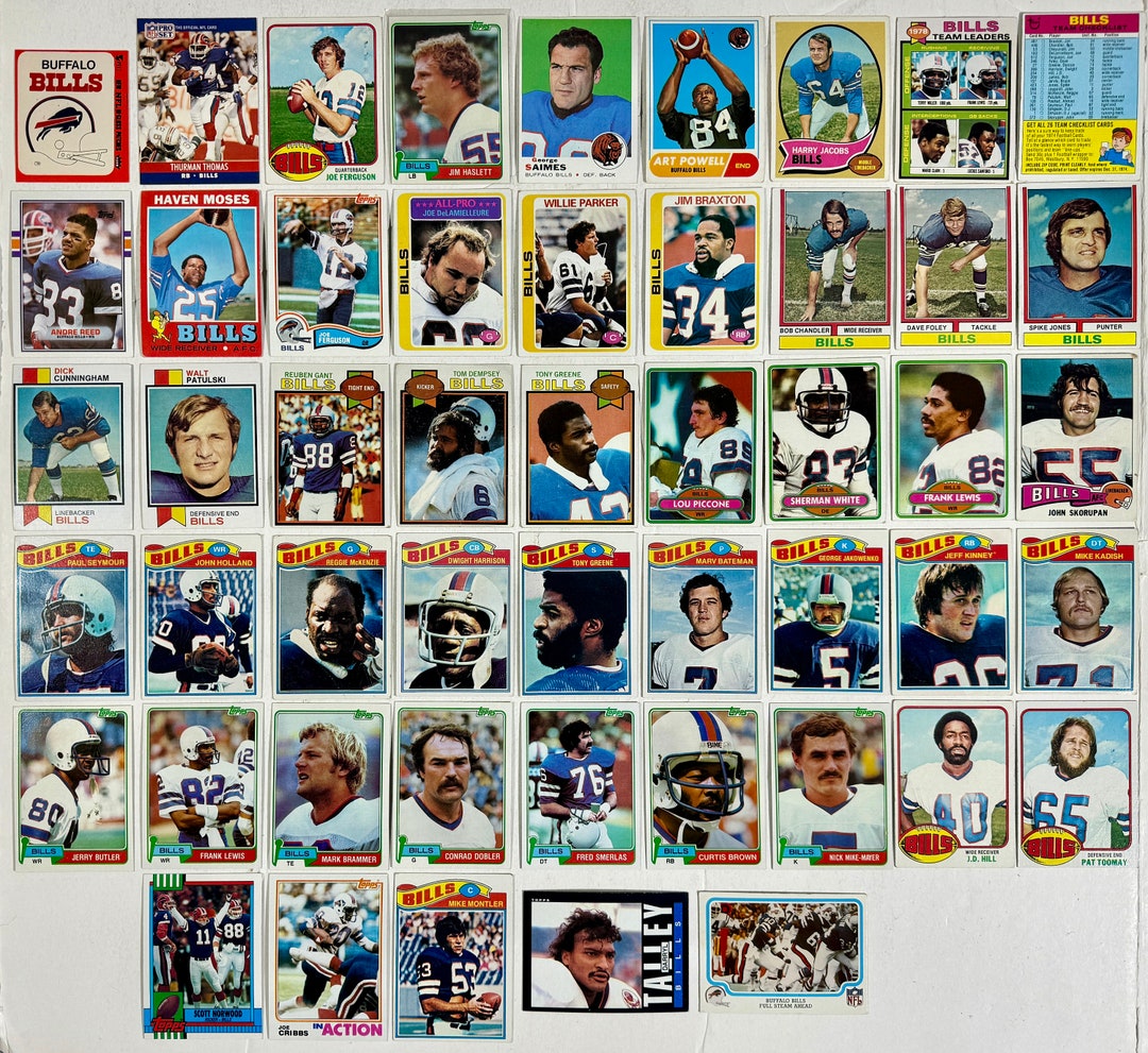 Buffalo Bills 1968 to 1990 Topps Fleer Pro Set Football Trading Cards ...