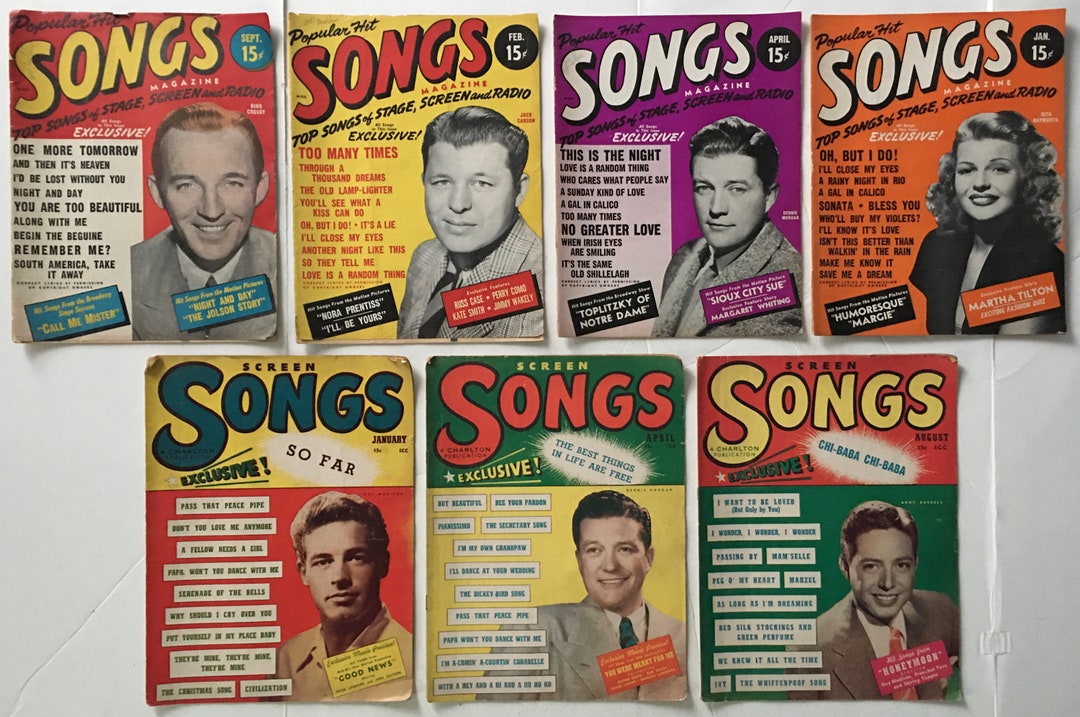 Screen Songs / Popular Hit Songs Magazine Vintage 1946 to 1948 Lot of 7 ...