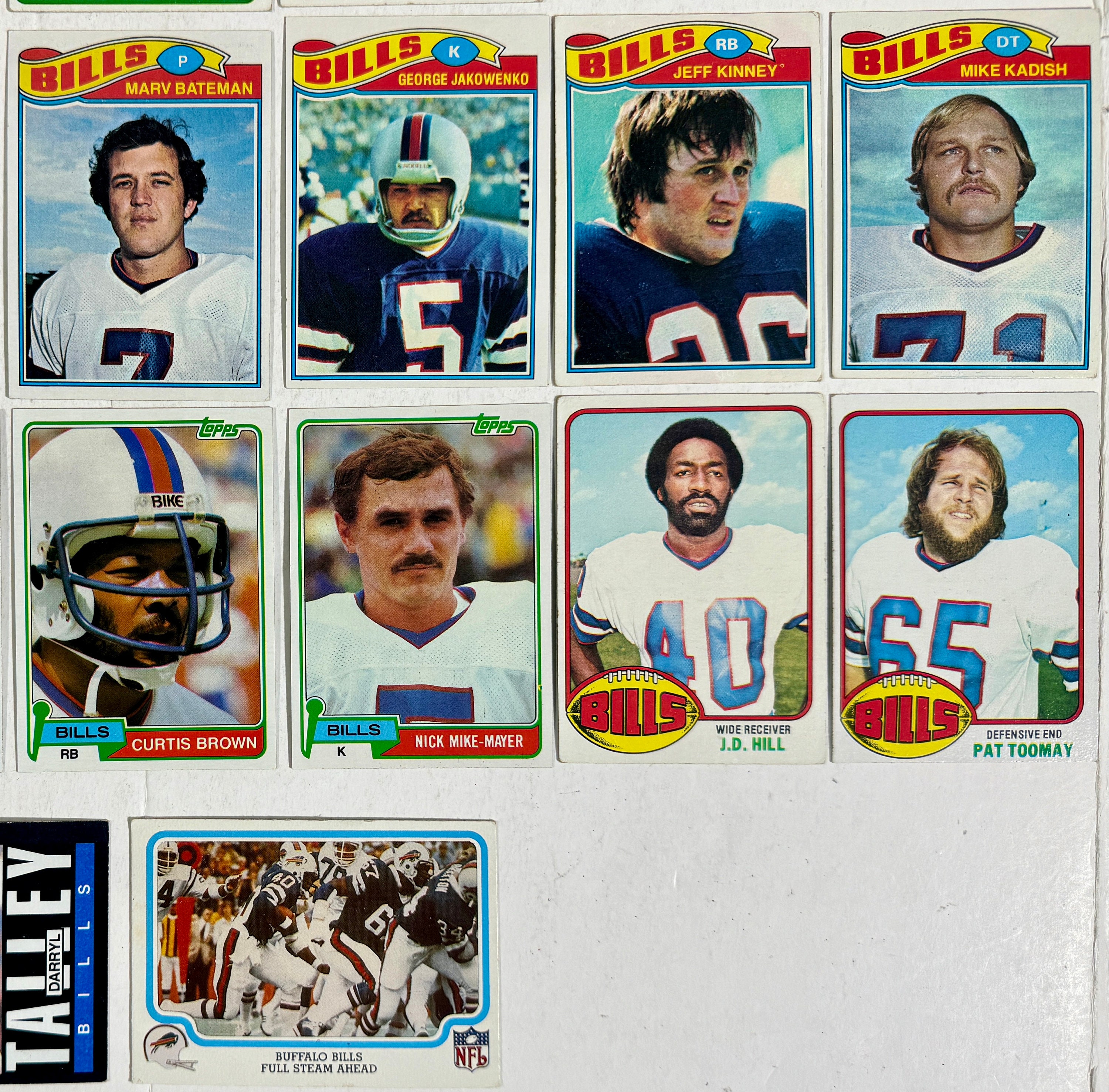 Buffalo Bills 1968 to 1990 Topps Fleer Pro Set Football Trading Cards ...