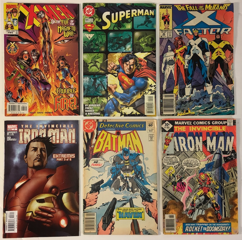 25 Random Marvel and DC Superhero Comic Book Collection Spiderman, Iron ...