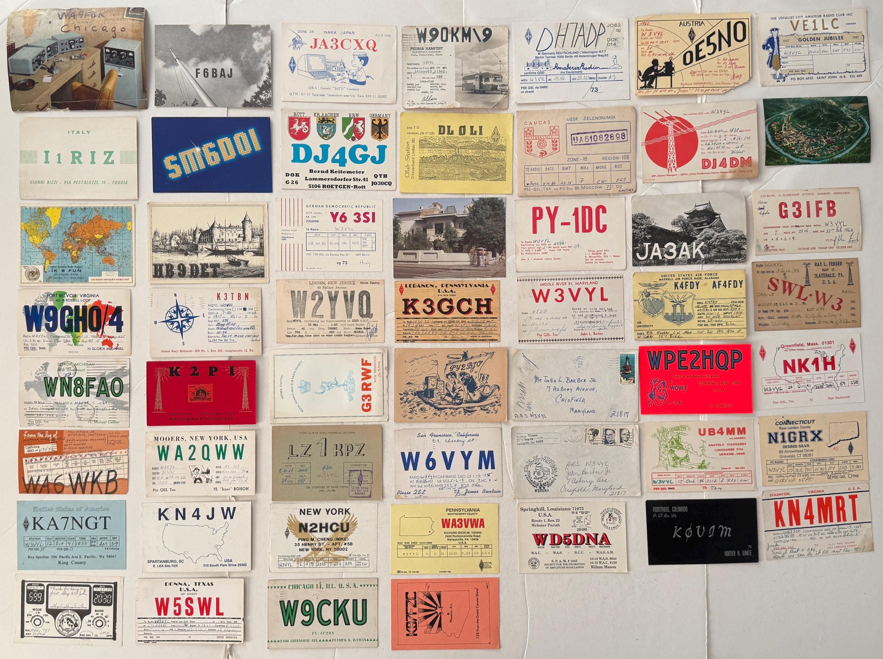 QSL Ham Radio Cards 1940s to 1980s USA + International (postcards ...