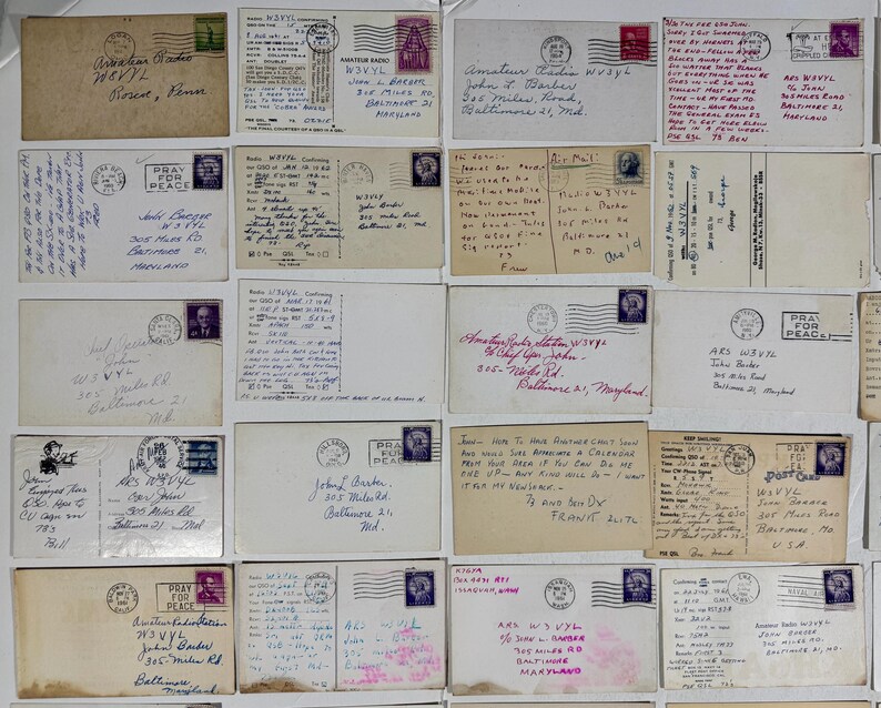 QSL Ham Radio Cards USA + International Postcards 1940s to 90s Vintage ...