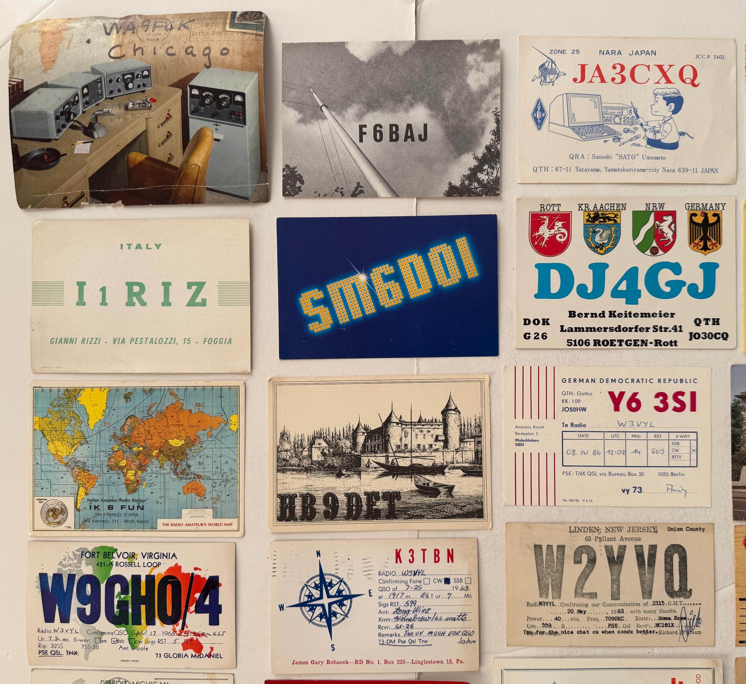 QSL Ham Radio Cards 1940s to 1980s USA + International (postcards ...