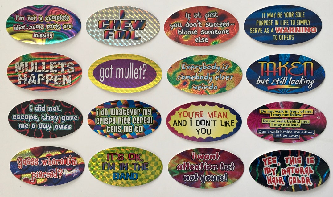 16 Novelty Humor Funny Sayings Vinyl Stickers - Skateboard, Car / Bike ...