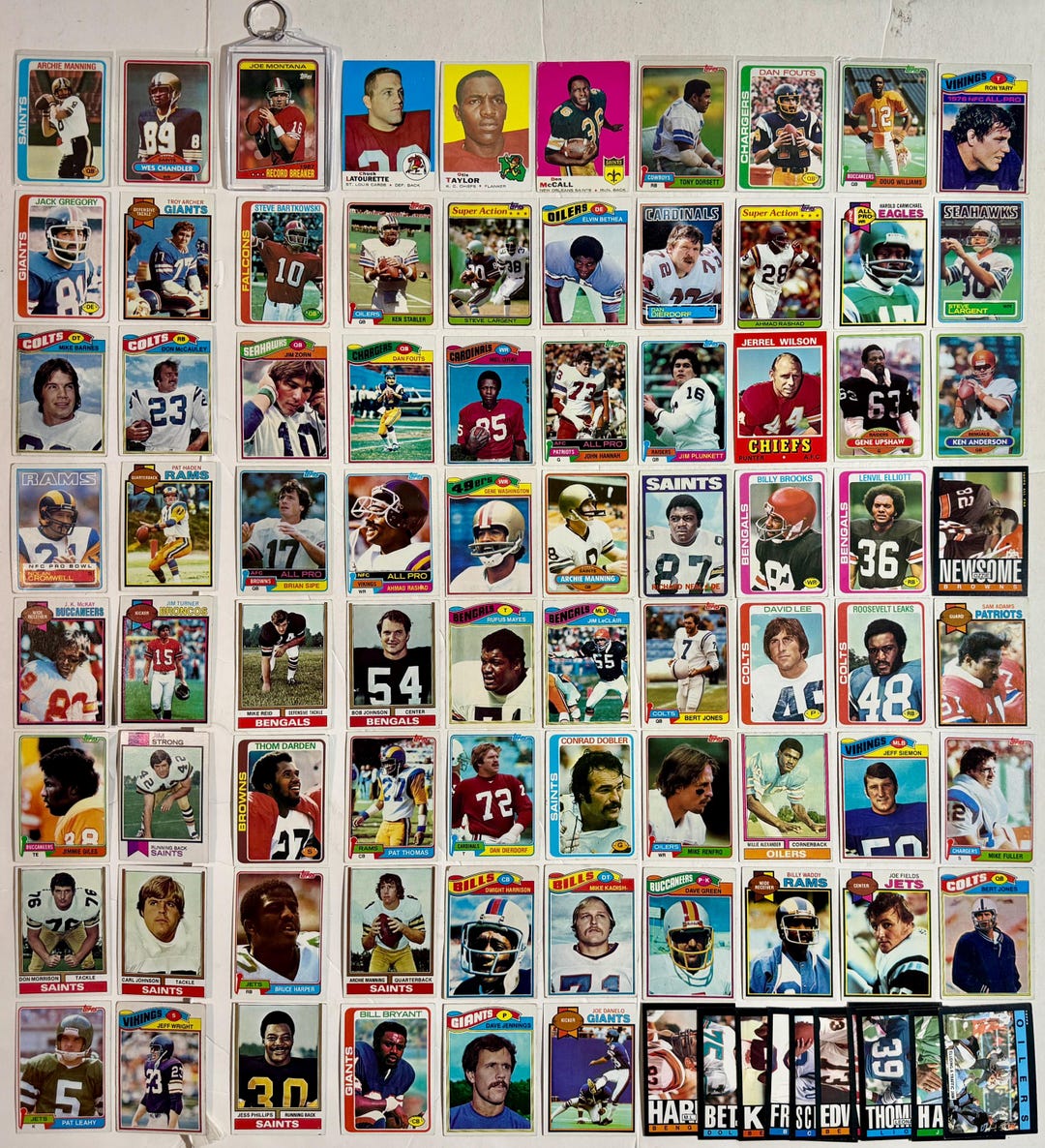 1960s 70s 80s Topps NFL Football Trading Card Mixed Lot of 88 W ...