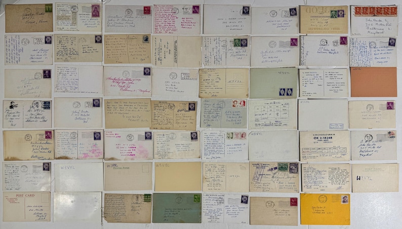 QSL Ham Radio Cards USA + International Postcards 1940s to 90s Vintage ...