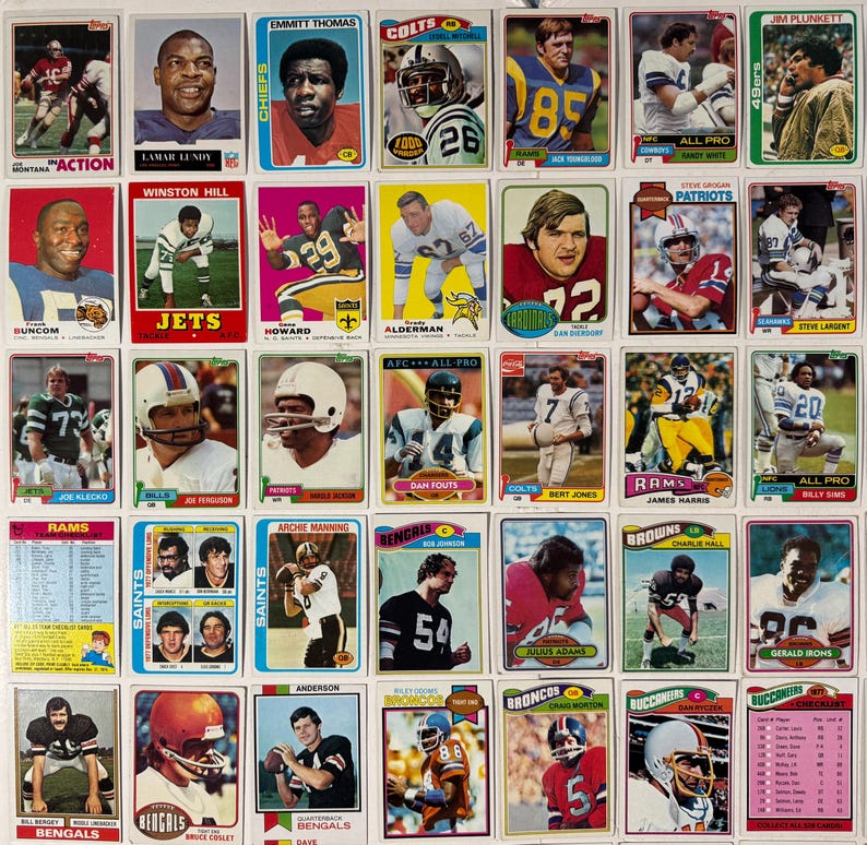 1960s 70s 80s Topps NFL Football Trading Card Mixed Lot of 126 With ...