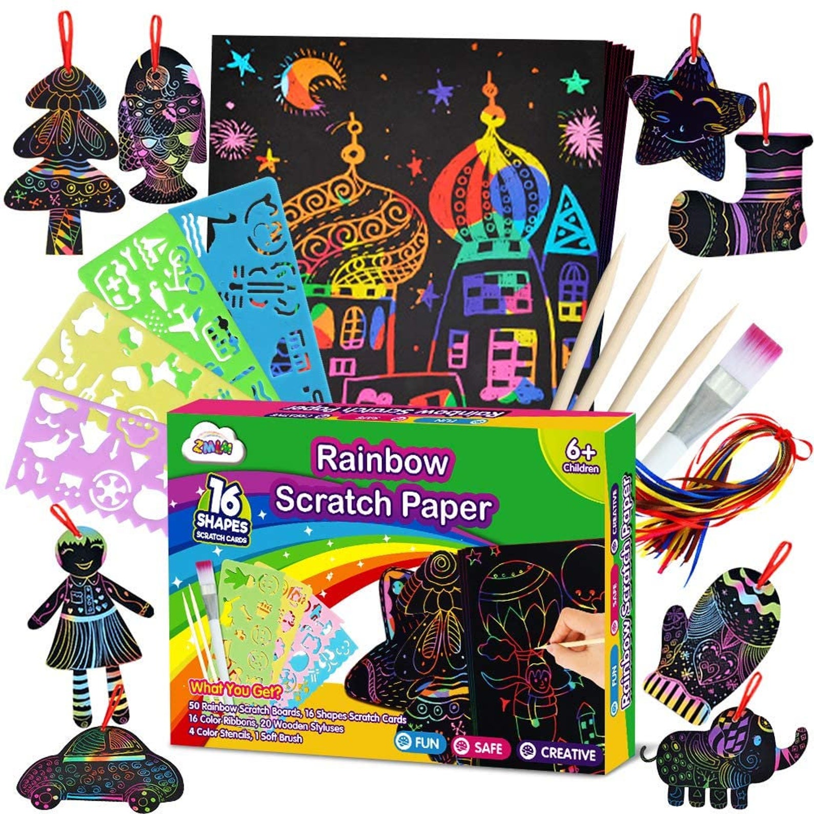 Scratch Paper Art Set for Kids 107 Pcs Rainbow Magic Scratch | Etsy