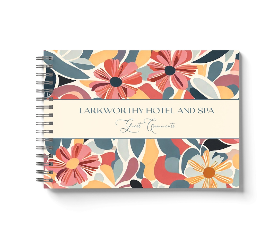 A5 A4 Custom Title Hotel Guest Book Modern Floral 50 Page Guest ...