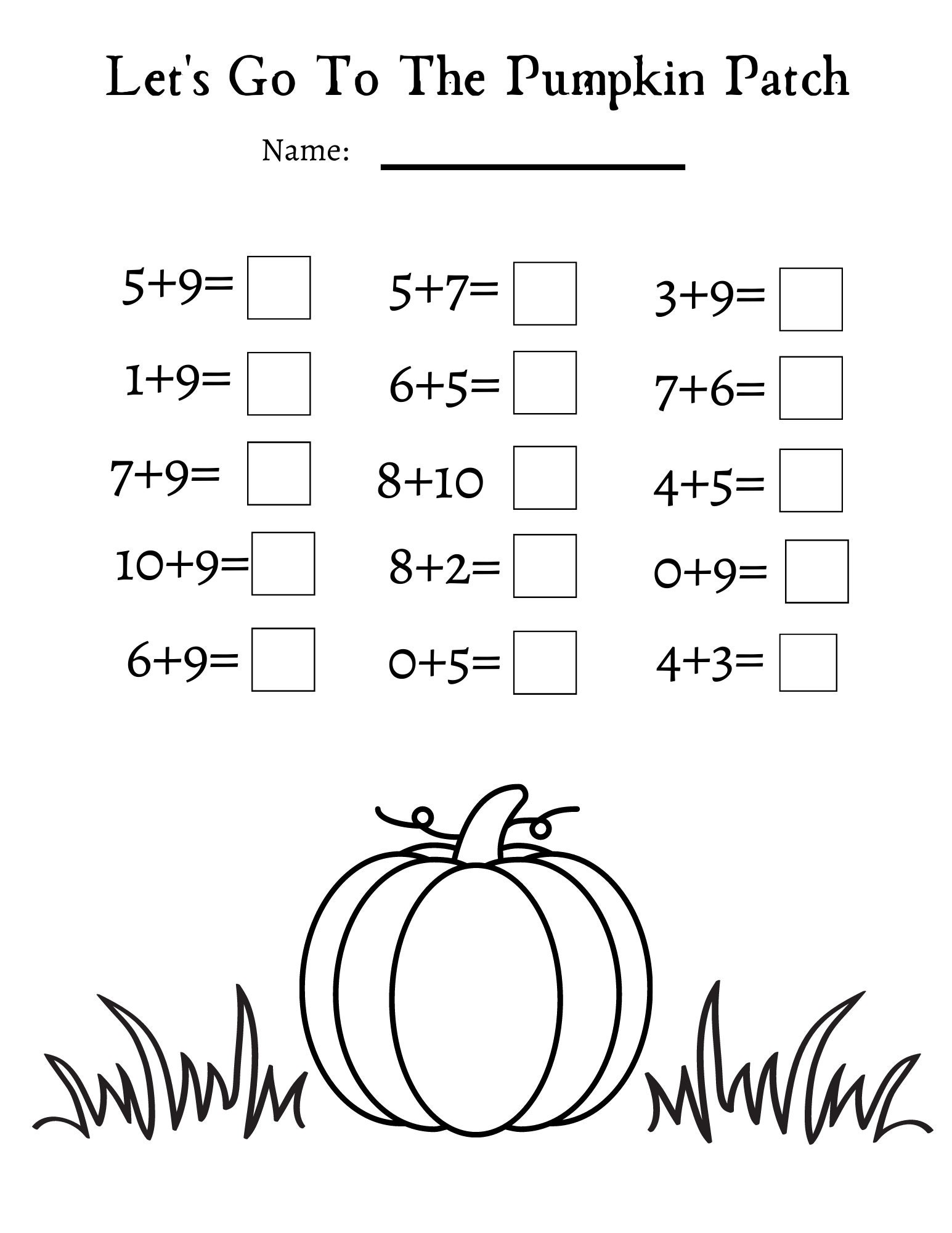 Fall Addition Math Sheet - Etsy