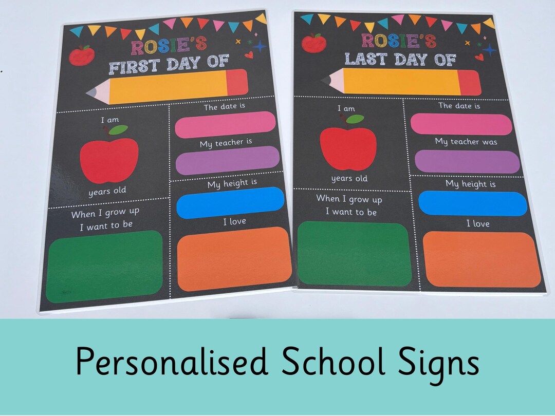 Personalised First Day of School Signs | School Keepsake | Personalised ...