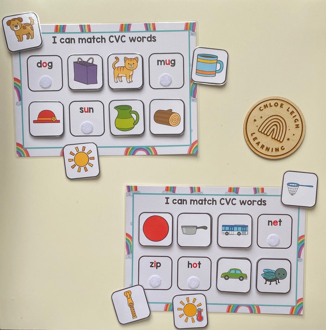 CVC Words Velcro Matching Sheets Phonics Learning Early Years Matching ...