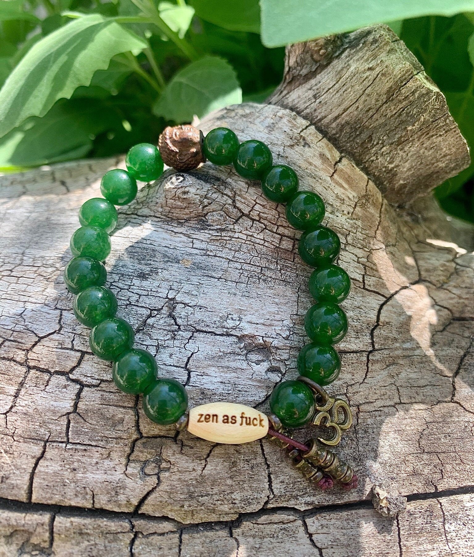 Women’s Jade Zen as F#ck Mala Bracelet | Green Jade Gemstones | Reiki ...