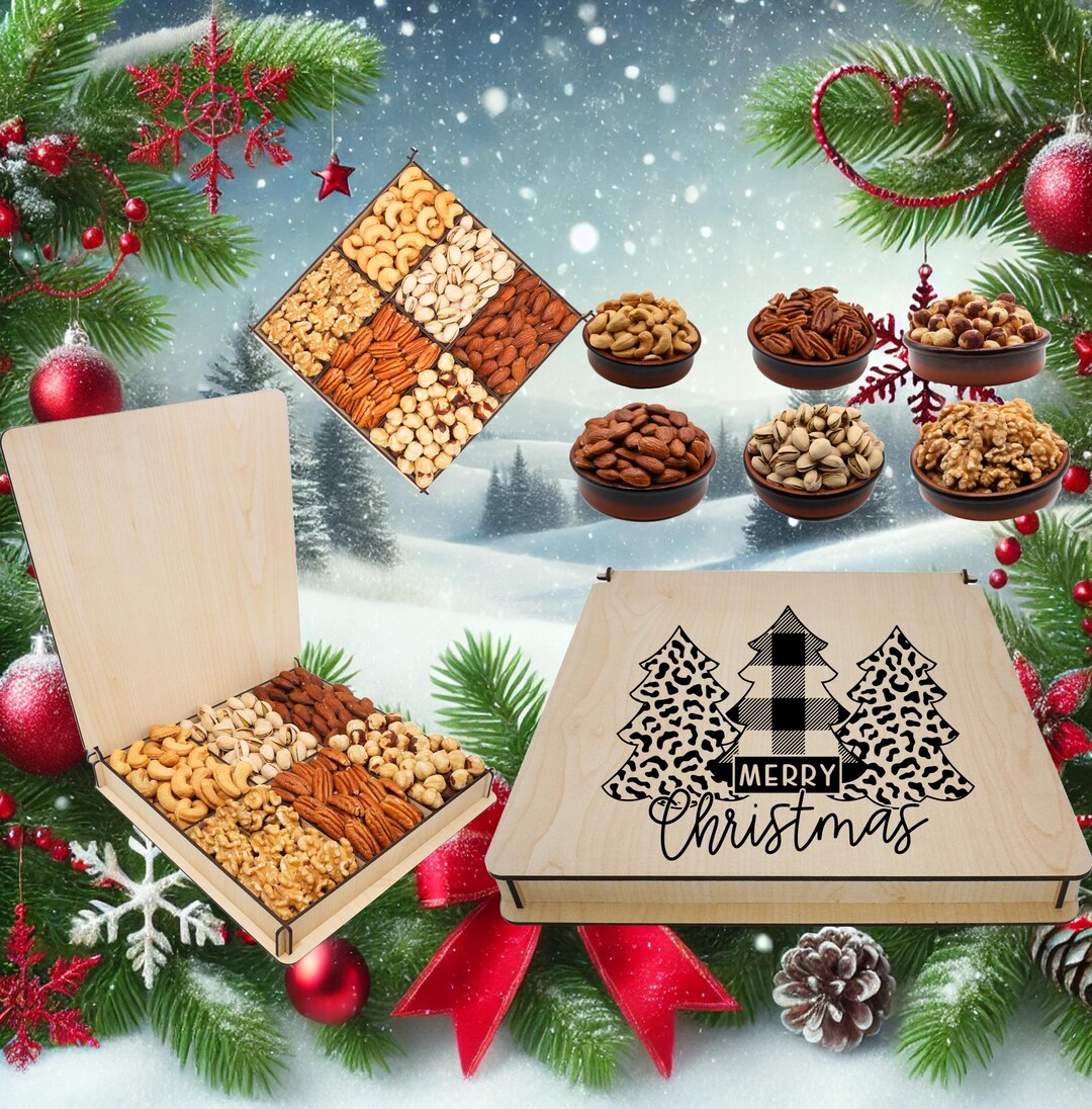 Christmas Gift Wood Baskets, Family Box Basket, Christmas Baskets ...