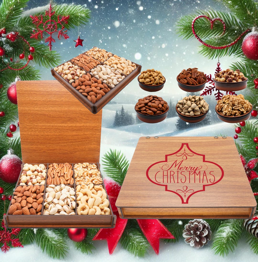 Merry Christmas Wood Box, Christmas Gift Wood Baskets, Family Box ...