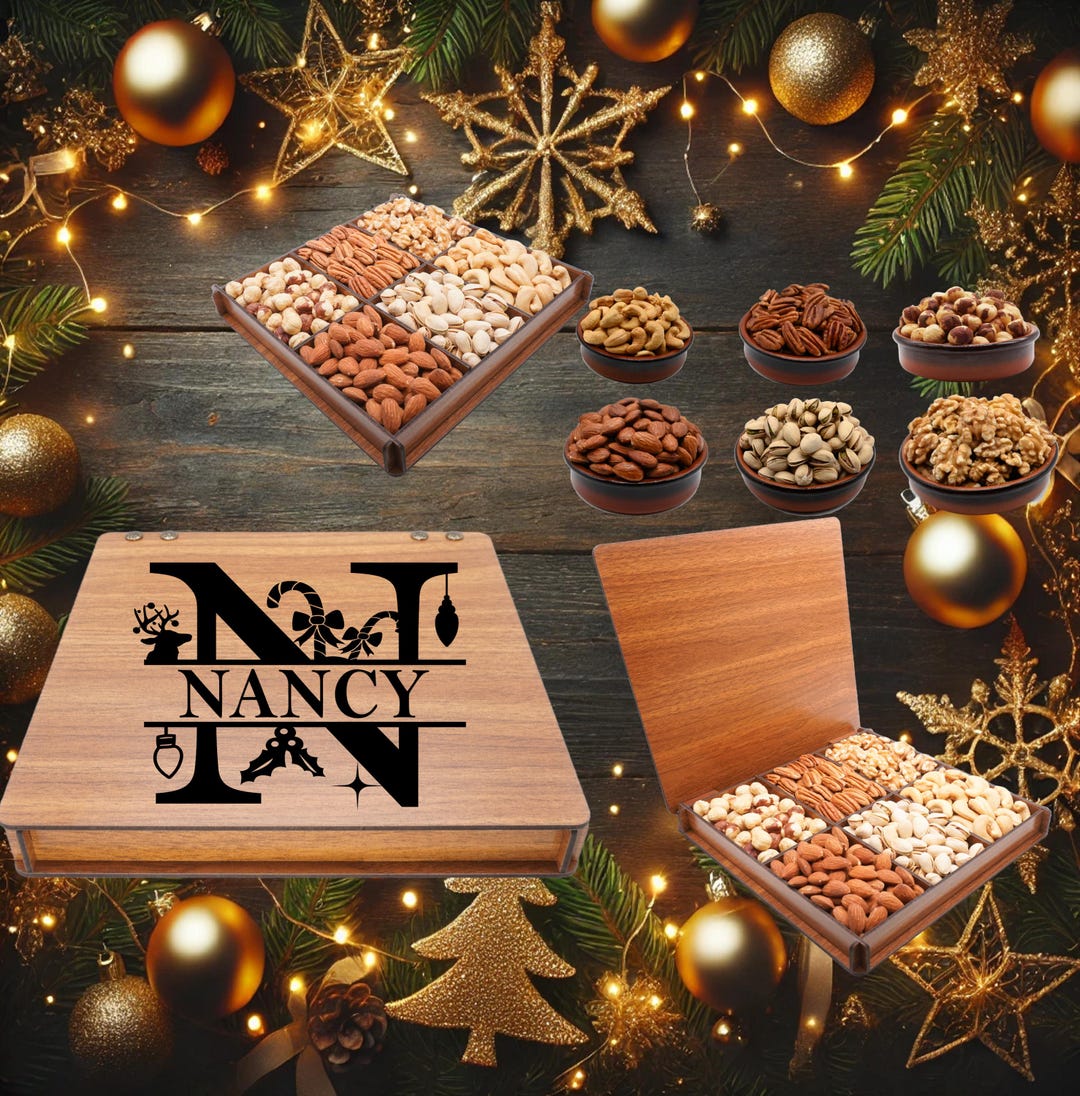 Personalized Mixed Nuts Tray, Custom Christmas Gift Basket, Business ...