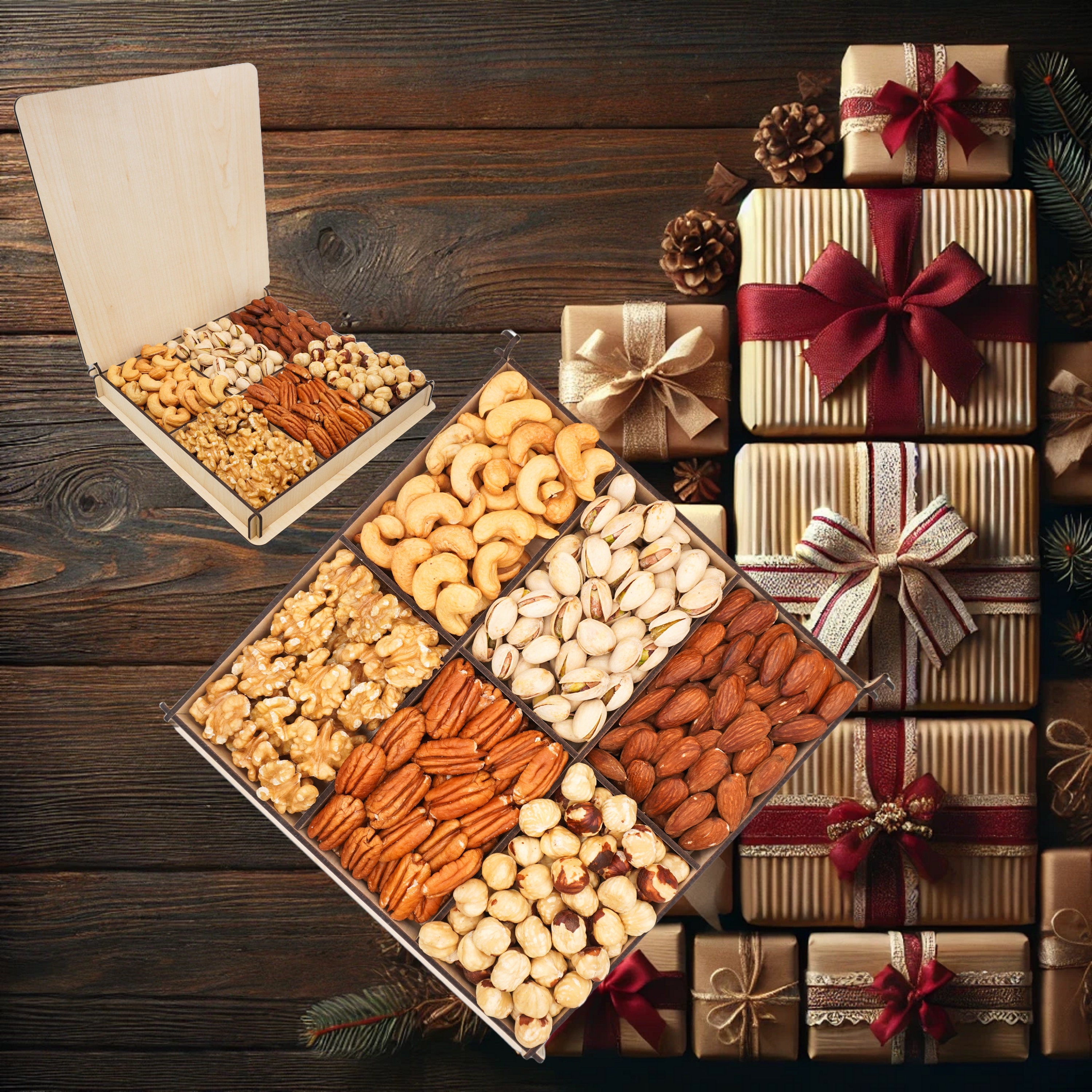Personalized Nut Box, Nuts Gifts Basket, Men, Mother, Basket Food ...