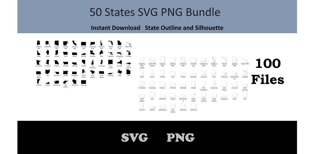 50 States SVG Bundle Files for Cricut SVG Bundle Clip Art - Etsy UK