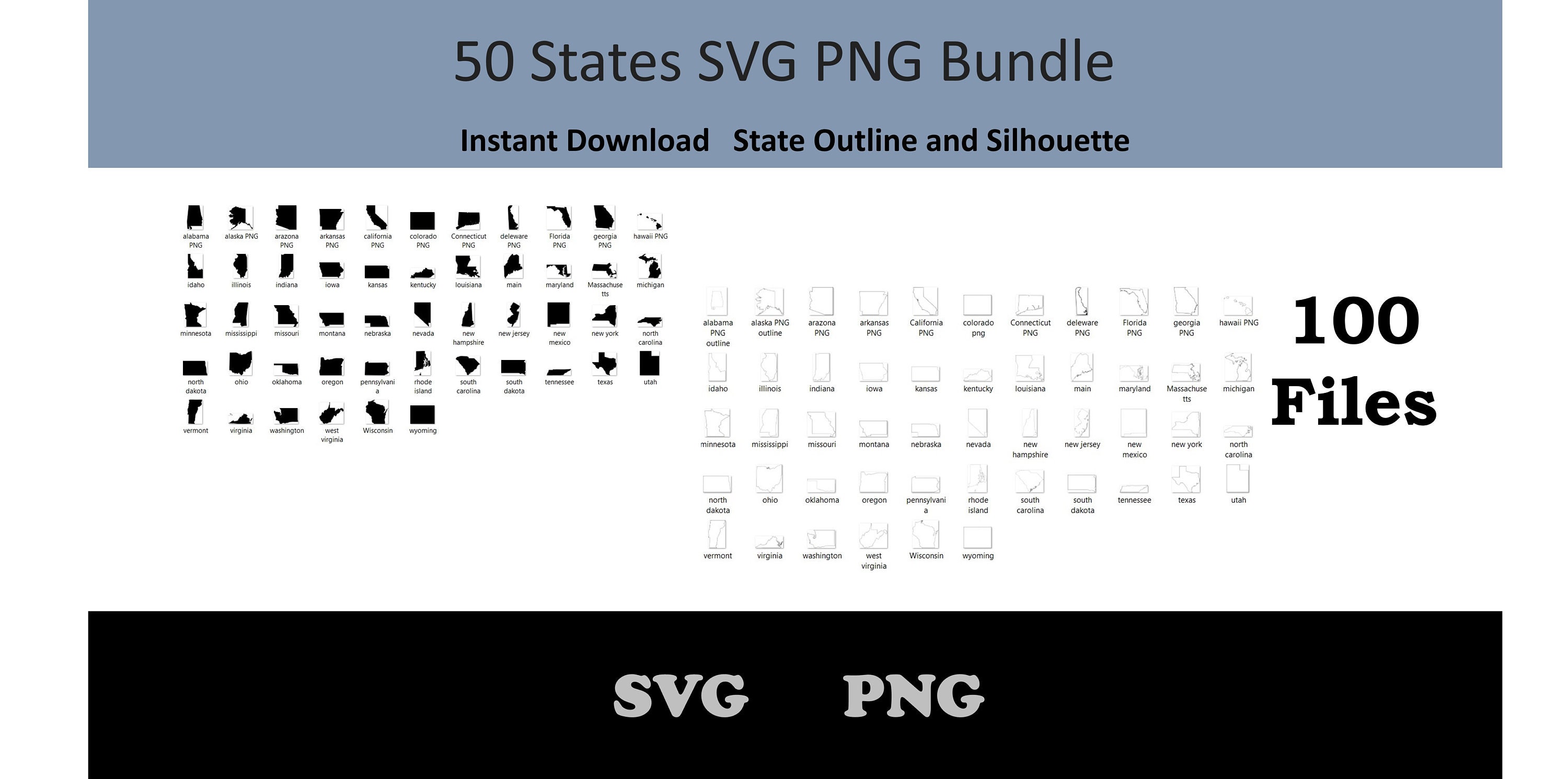 50 States SVG Bundle Files for Cricut SVG Bundle Clip Art - Etsy UK