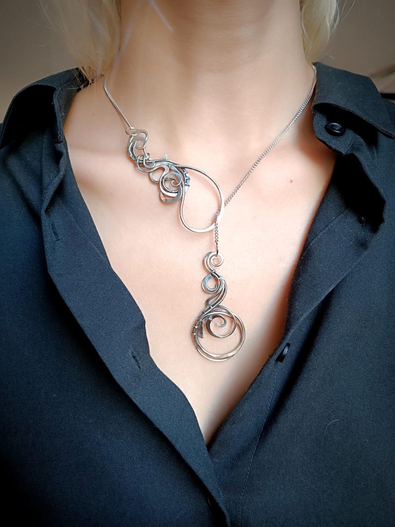 Wire Jewelry Tutorial Openwork Lariat Necklace Pattern Pdf Etsy 8731