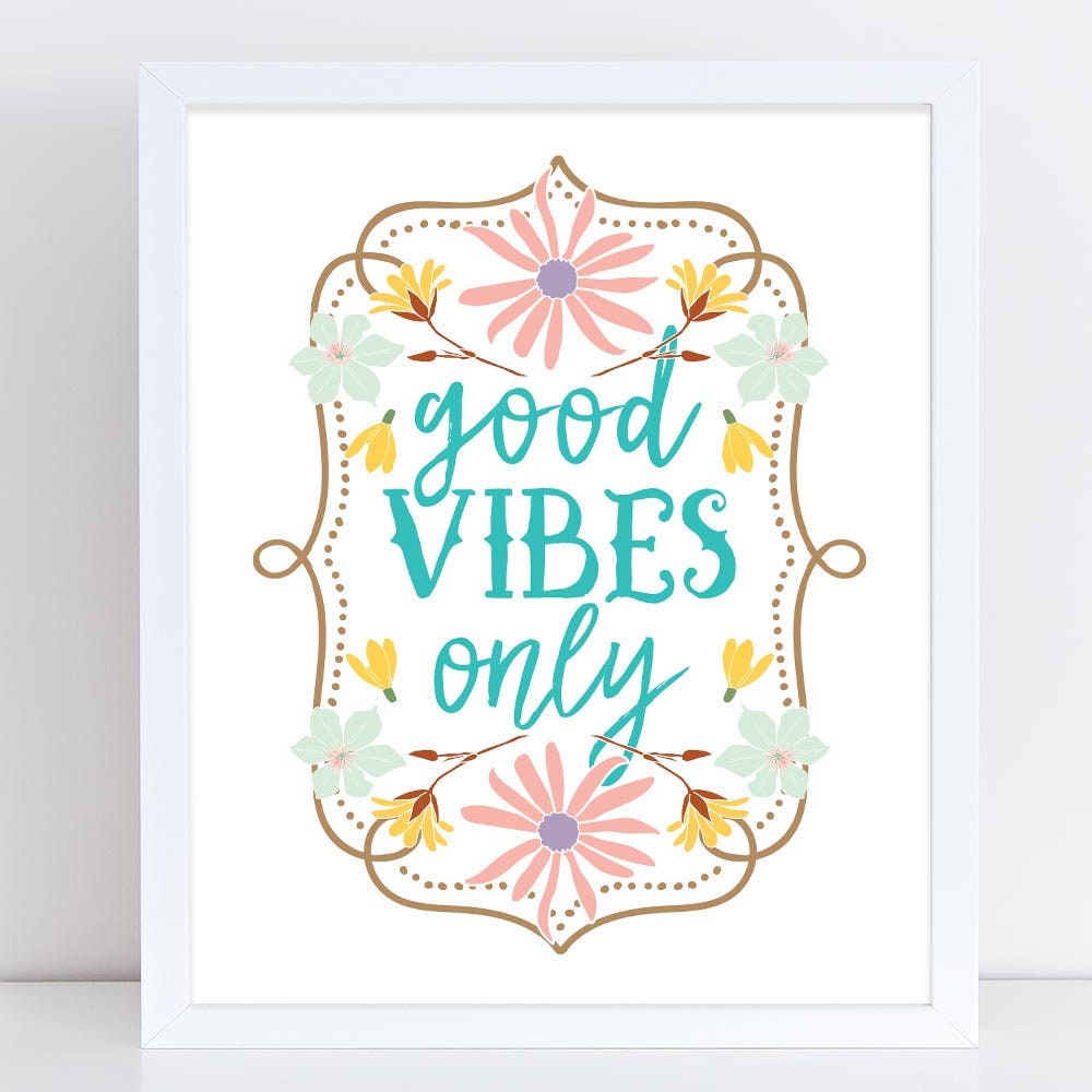 Motivational Poster, Good Vibes Only, Cubicle Decor, Printable Art ...