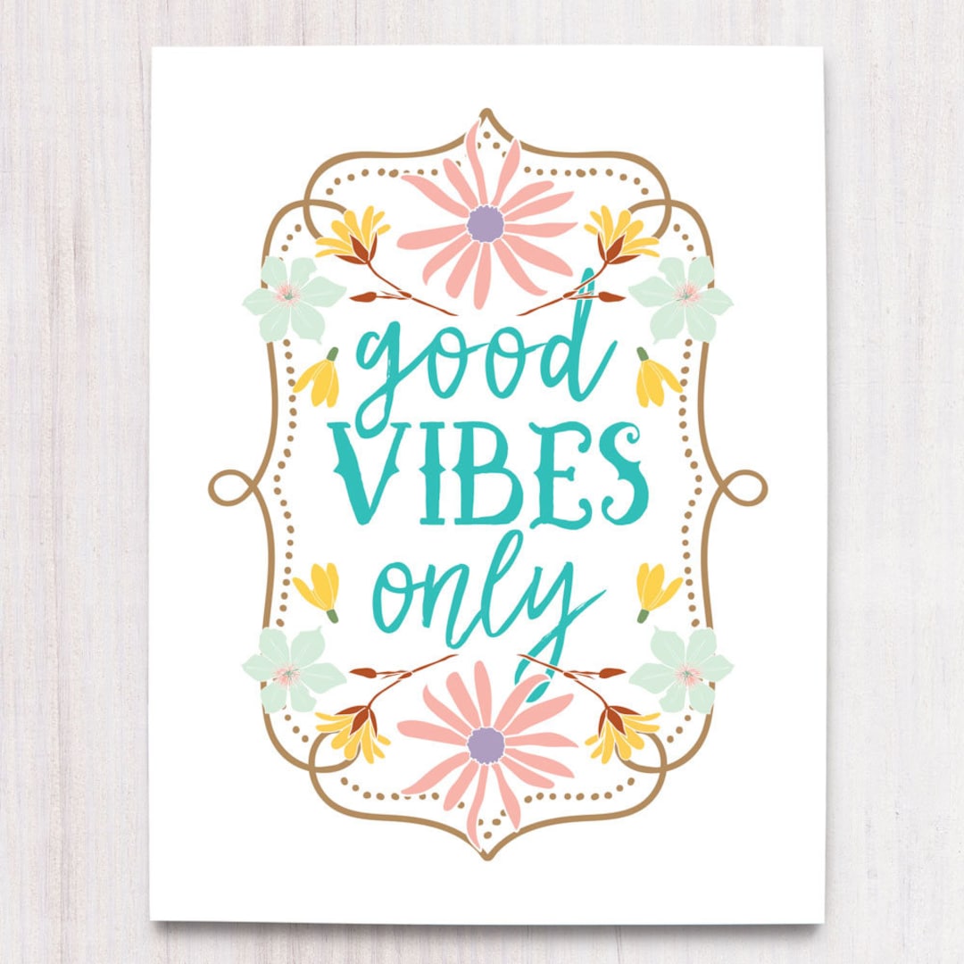 Motivational Poster, Good Vibes Only, Cubicle Decor, Printable Art ...