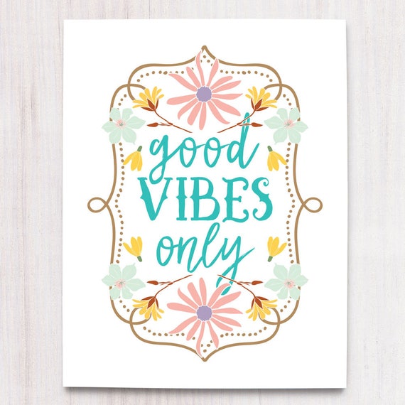 Motivational Poster Good Vibes Only Cubicle Decor Printable | Etsy