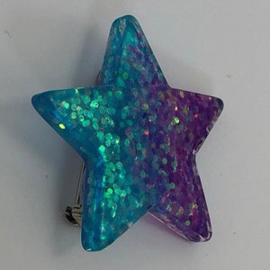 Purple Blue Glitter Resin Star Charm Brooch Badge Pin . Roll - Etsy