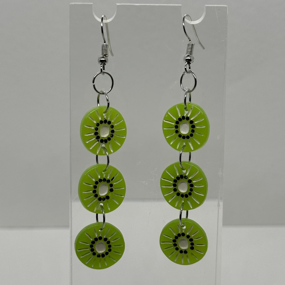 Triple Kitsch Fruit Charm Kiwi Slice Earrings Colour Hooks G017 Small 7 ...
