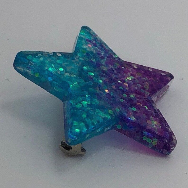 Purple Blue Glitter Resin Star Charm Brooch Badge Pin . Roll - Etsy