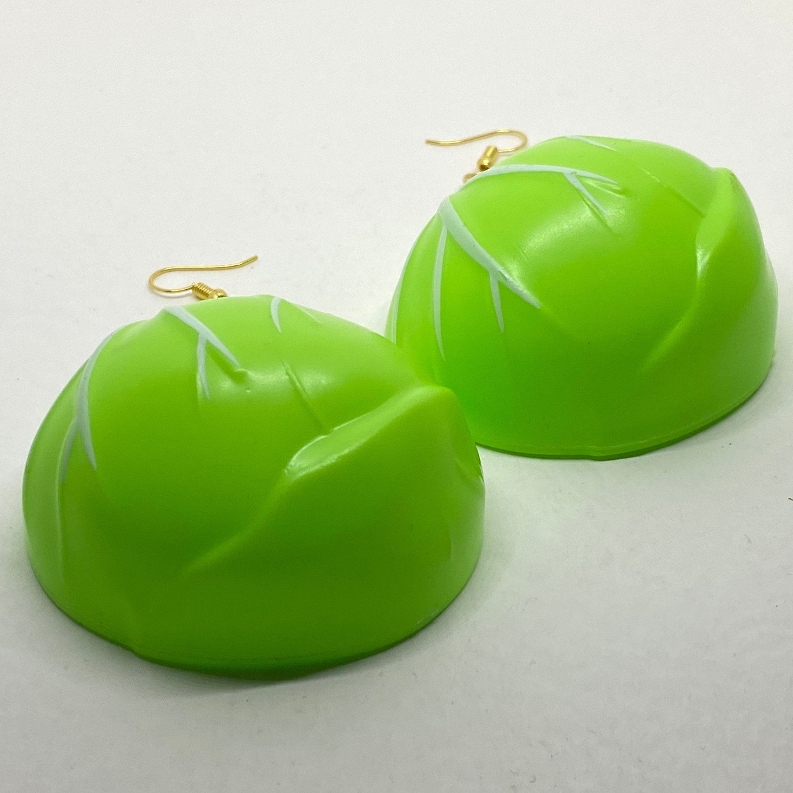 Huge cabbage green Plastic Giant Oversized Earrings 10 Cm P200 | Etsy