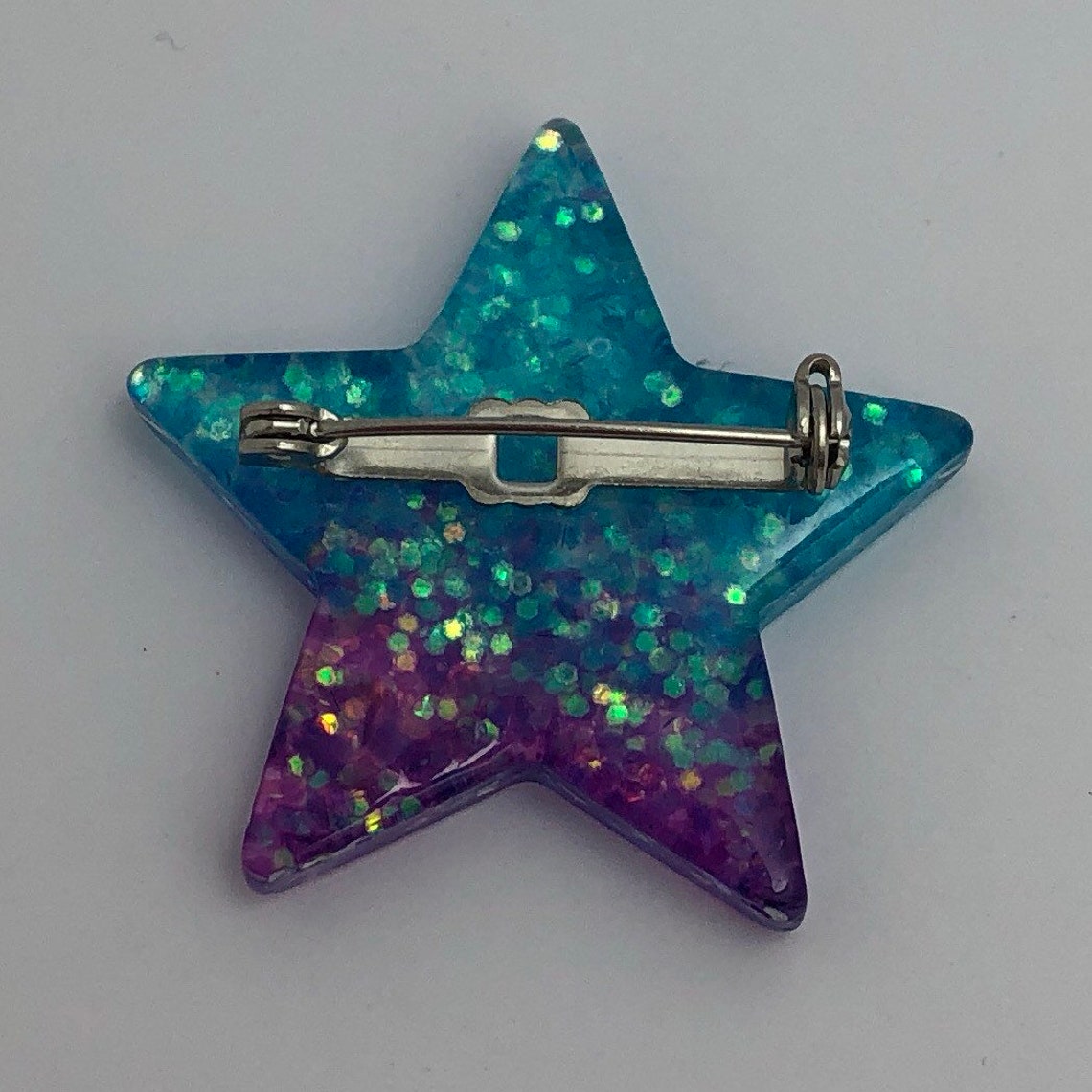 Purple blue glitter resin star charm brooch badge pin . Roll | Etsy