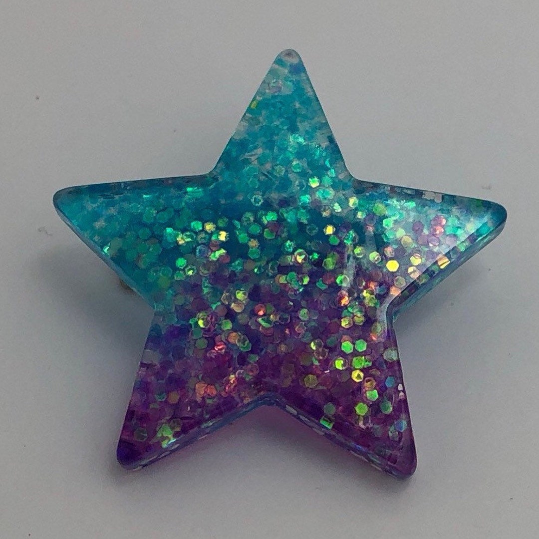 Purple Blue Glitter Resin Star Charm Brooch Badge Pin . Roll - Etsy