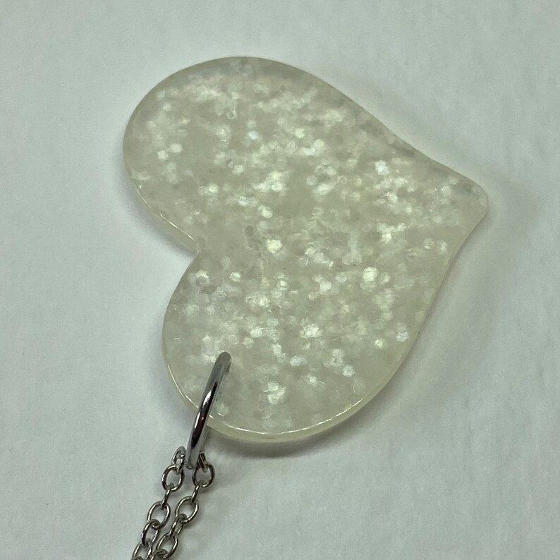 White Holo Pendant Gold Necklace Pendant Glitter Heart Kitsch - Etsy
