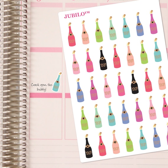 CHAMPAGNE Bottle Stickers. Celebration Stickers. | Etsy