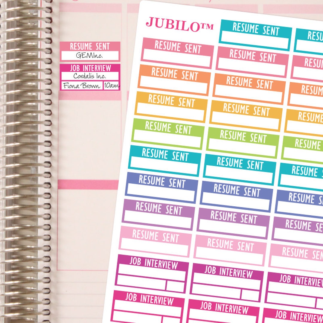 Resume Planner Stickers - Job Interview Planner Stickers - Fits Erin ...