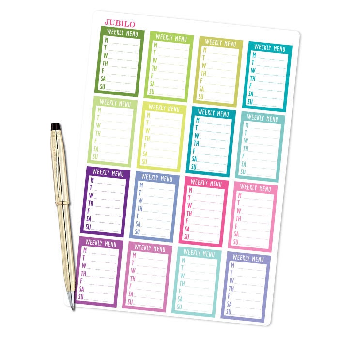 WEEKLY MENU SIDEBAR Stickers - Etsy