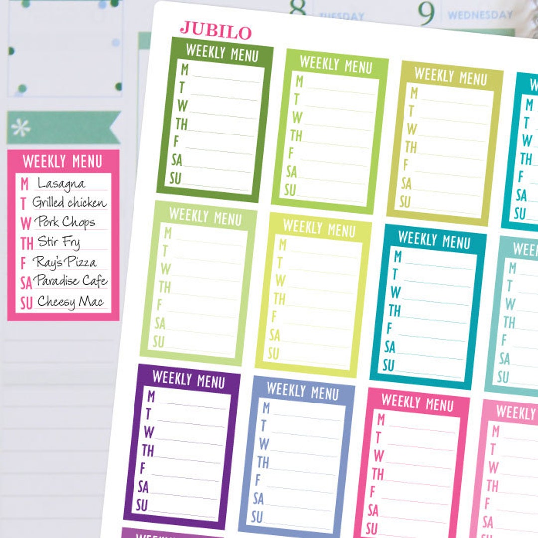WEEKLY MENU SIDEBAR Stickers - Etsy