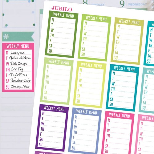 WEEKLY MENU SIDEBAR Stickers - Etsy