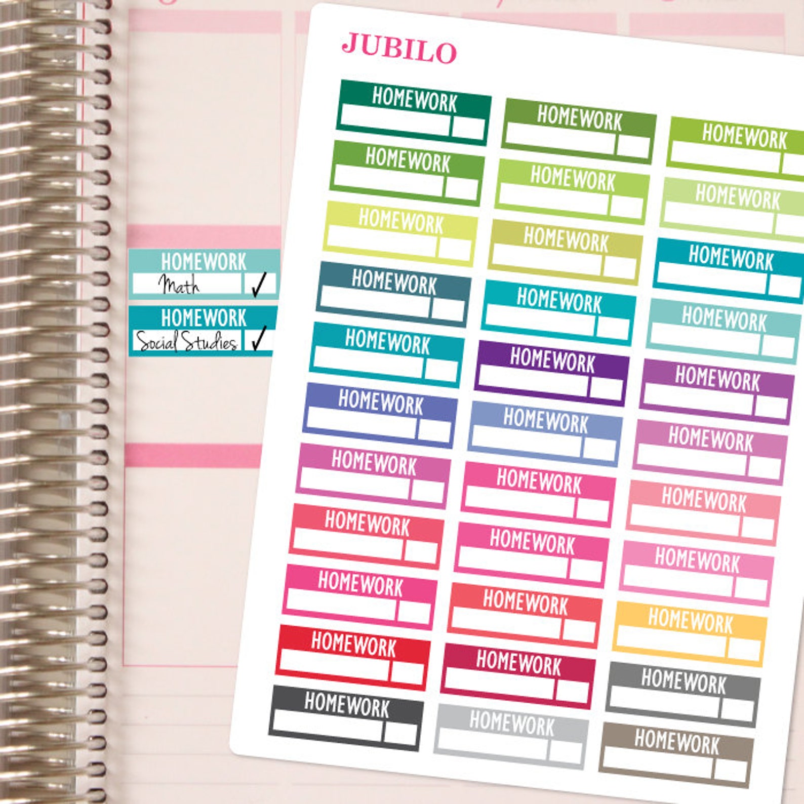 Planner Stickers homework Labels Fits Erin Condren and | Etsy
