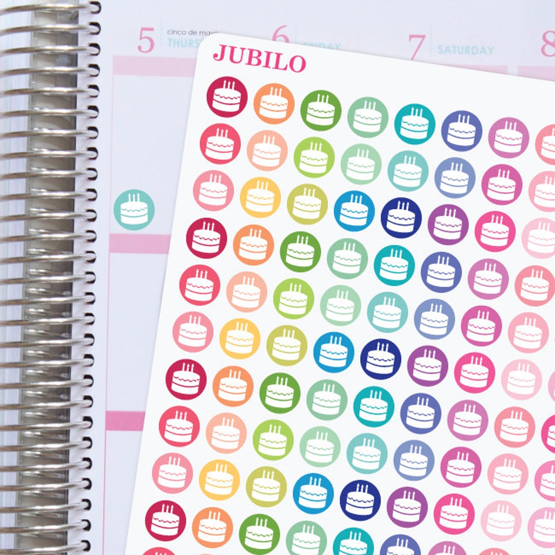 BIRTHDAY DOTS Planner Stickers. BIRTHDAY Icon Stickers. Planner ...