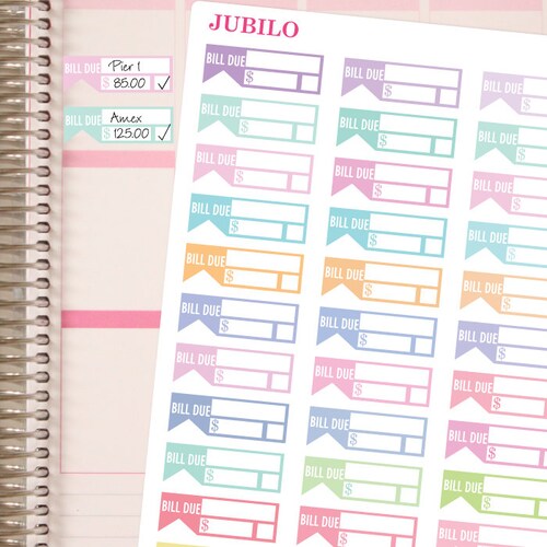 Bill Due Stickers Juicy Watercolor Bill Due Labels/fits the | Etsy