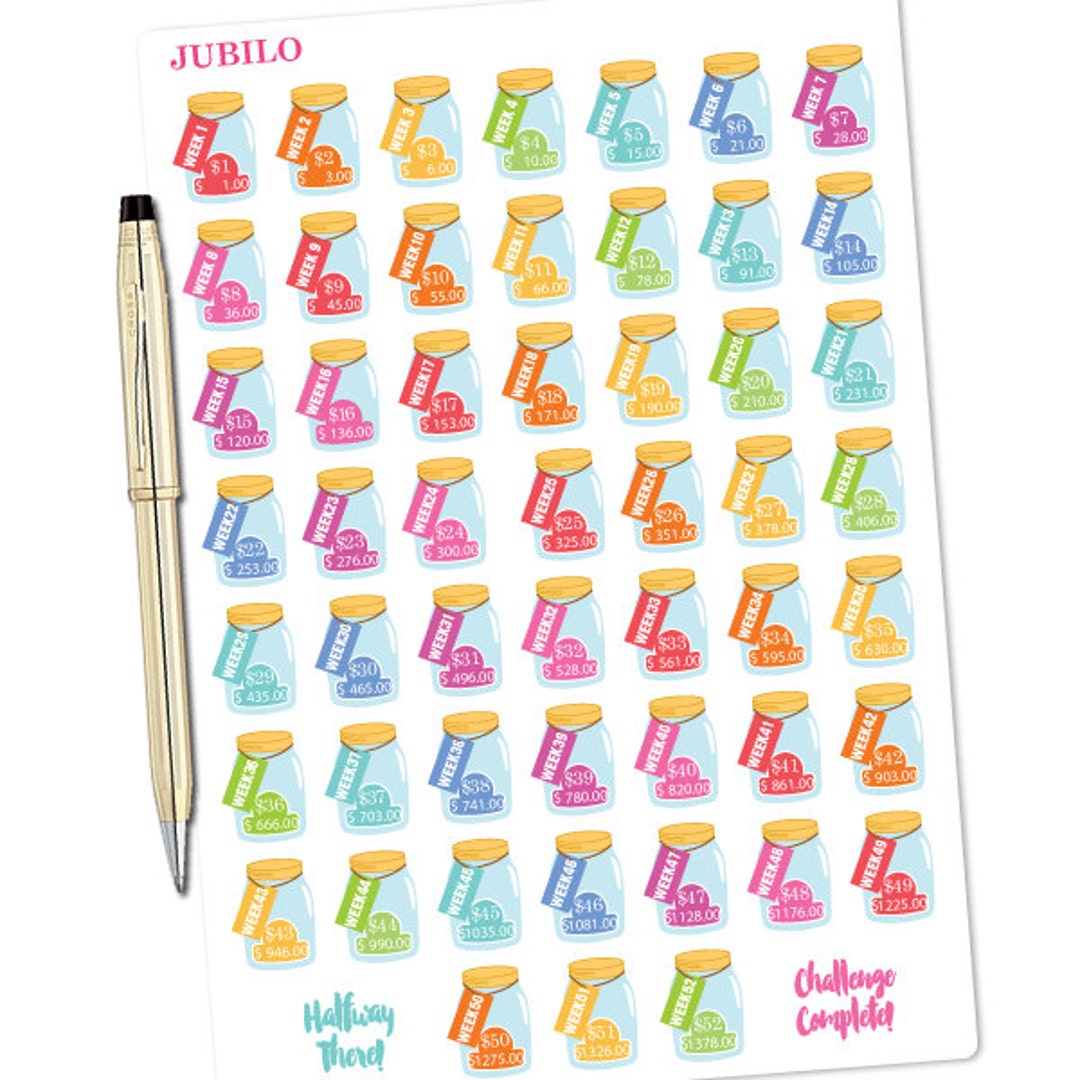 Planner Stickers - Savings Challenge - Etsy