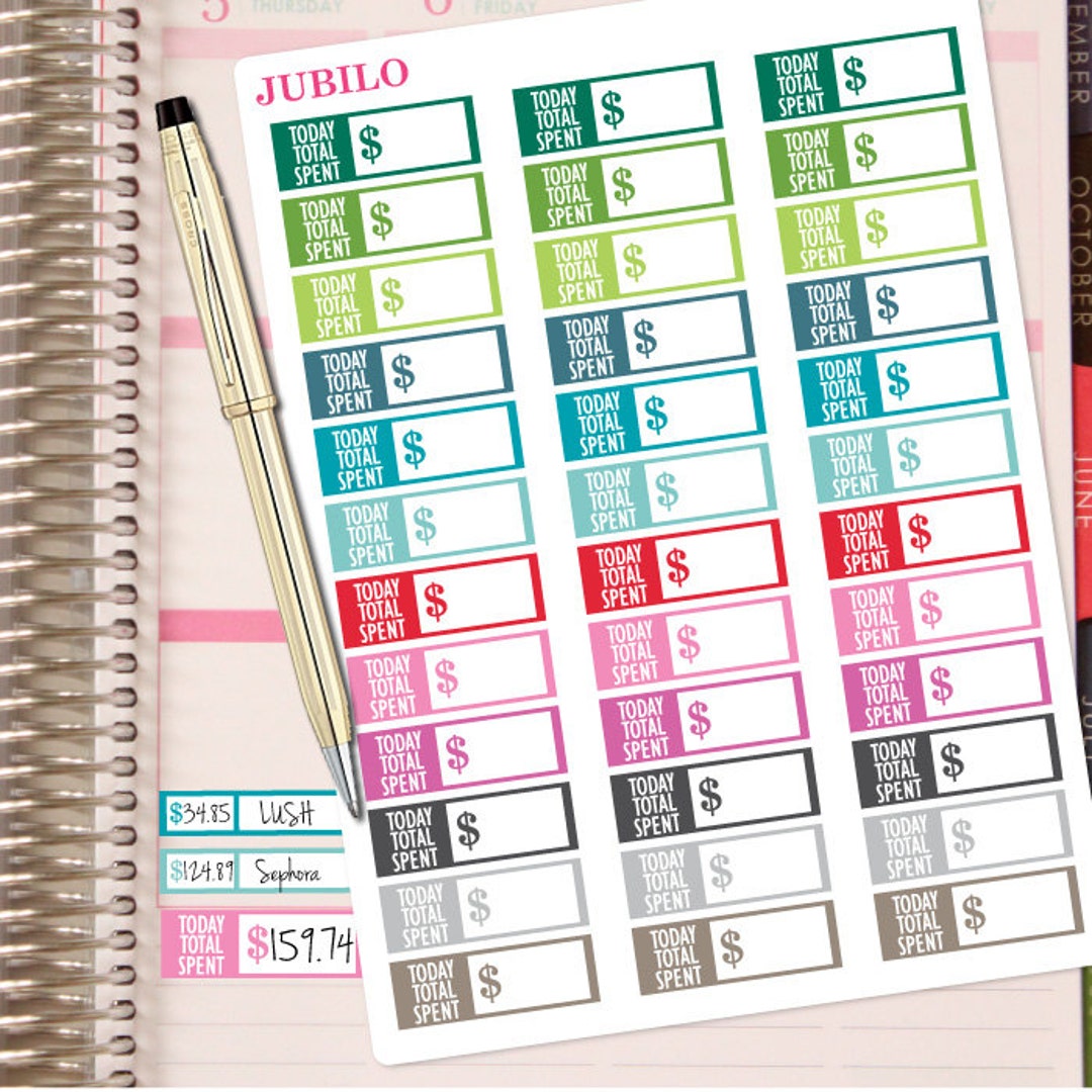 Planner Stickers - Total Spent Today Tracker - Etsy