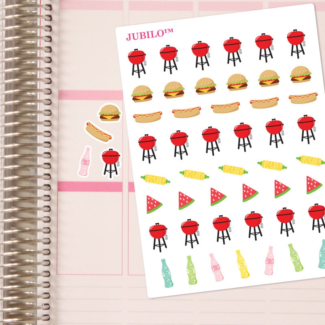 BBQ Planner Stickers: Summer Grilling Theme - Etsy