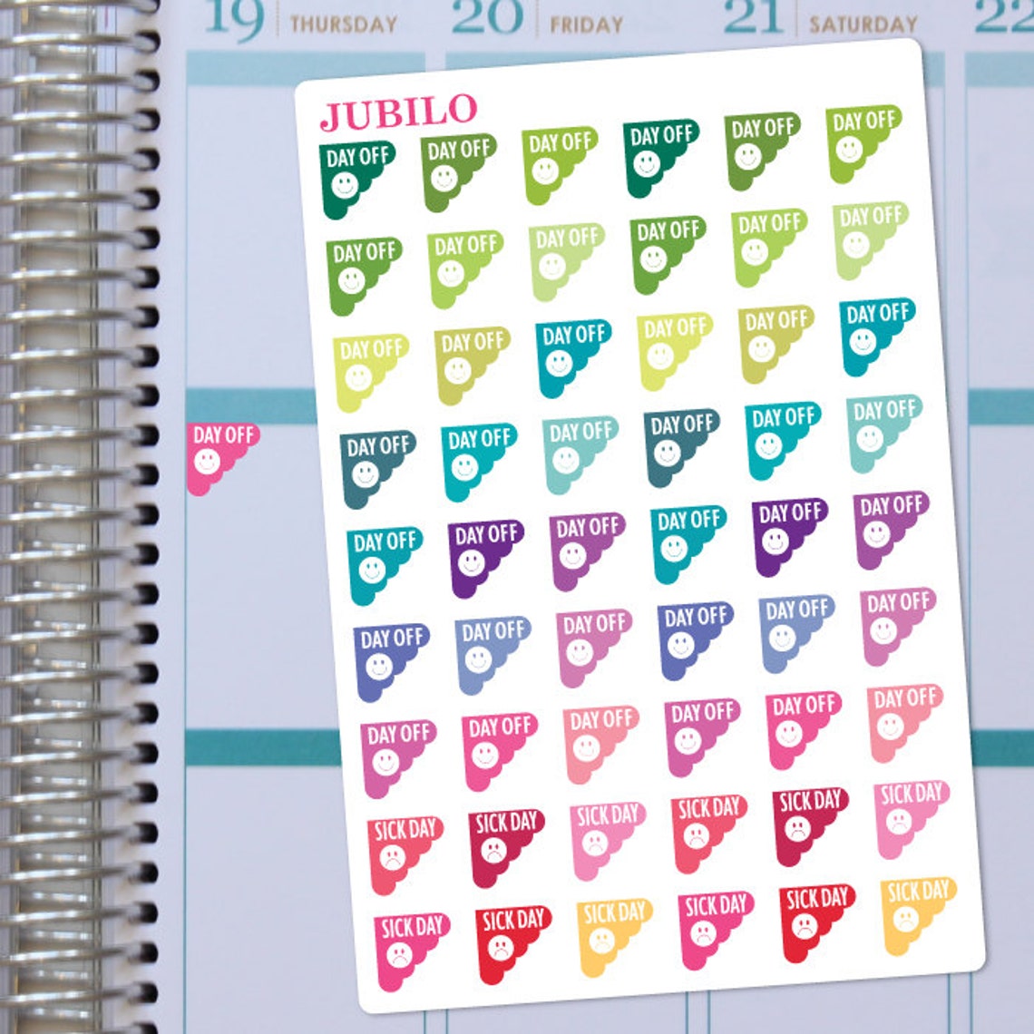 Planner Stickers Day Off/sick Day Stickers Scalloped Corner | Etsy