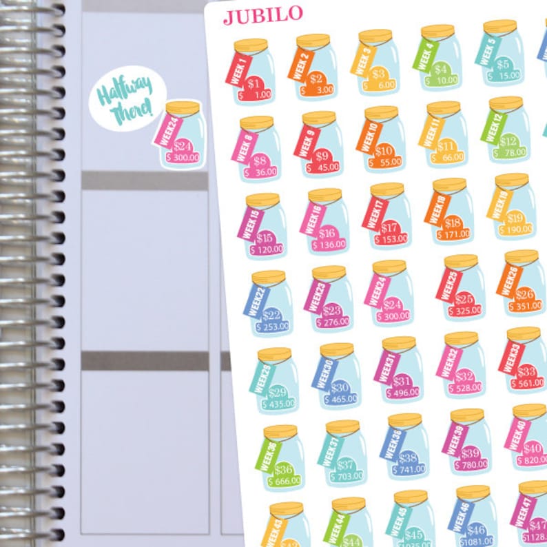 Planner Stickers Savings Challenge - Etsy