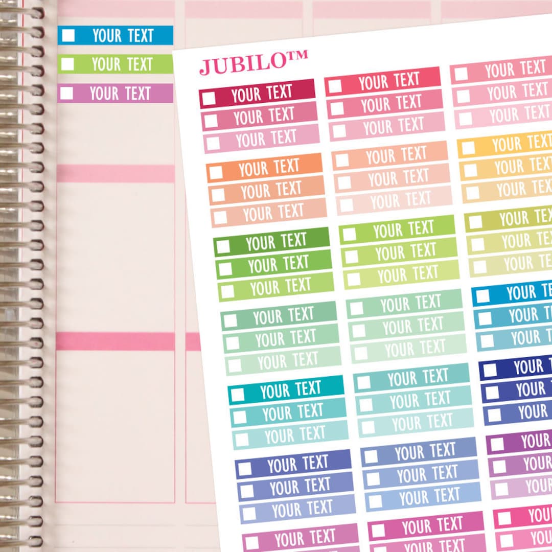 Custom Check Box Planner Stickers: Personalized Text, Color Choice - Etsy